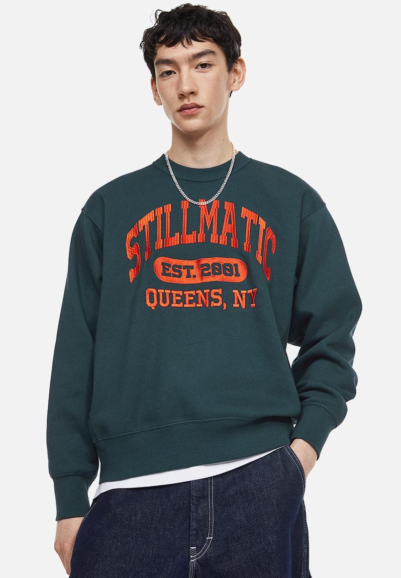 Oversized fit printed sweatshirt - dark turquoise/nas - 1117745002