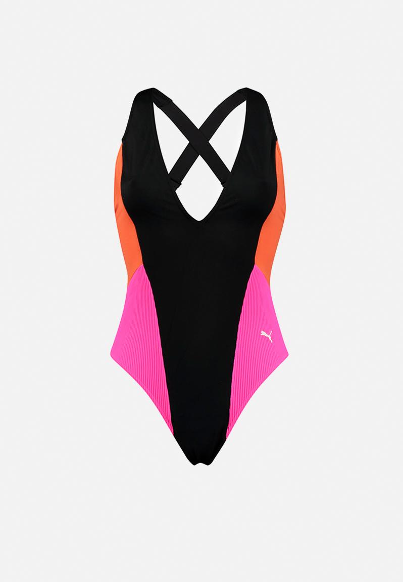 Puma swim women plunge swimsuit - black combo