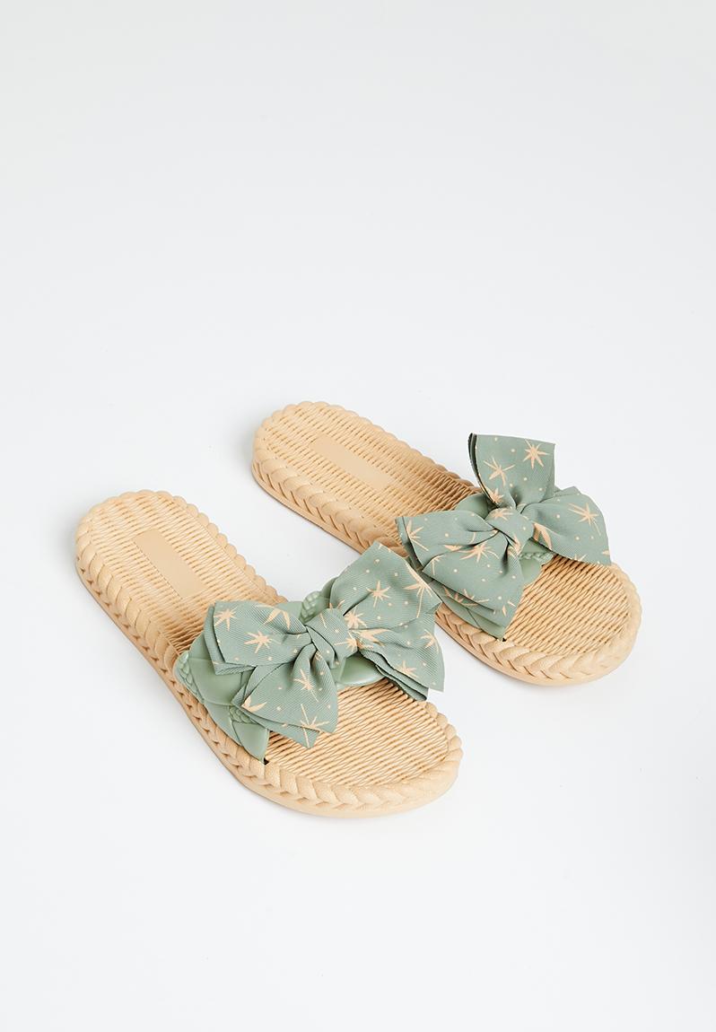 Girls Bowknot Sandals Green Pop Candy Shoes