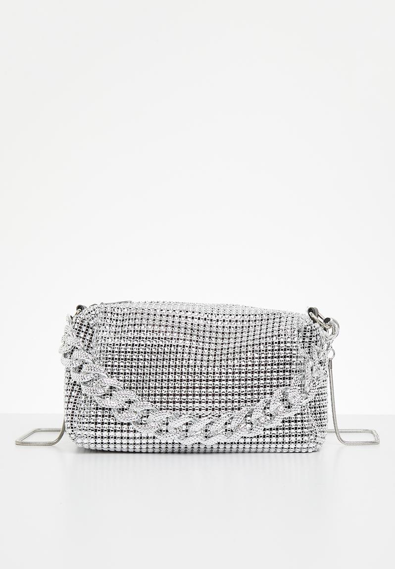 Diamanté shoulder bag - silver