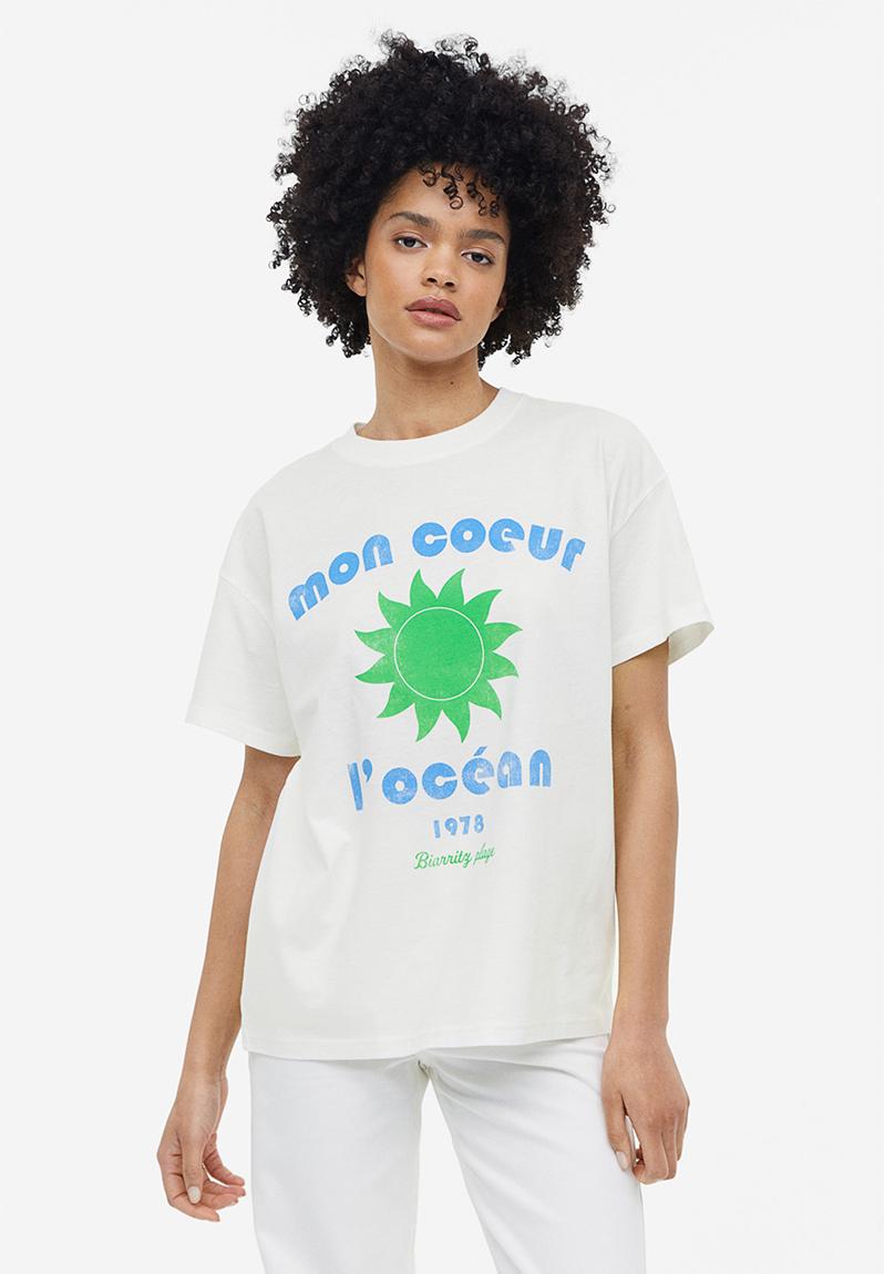 Printed t-shirt - white/mon coeur - 1004271026 H&M T-Shirts, Vests ...