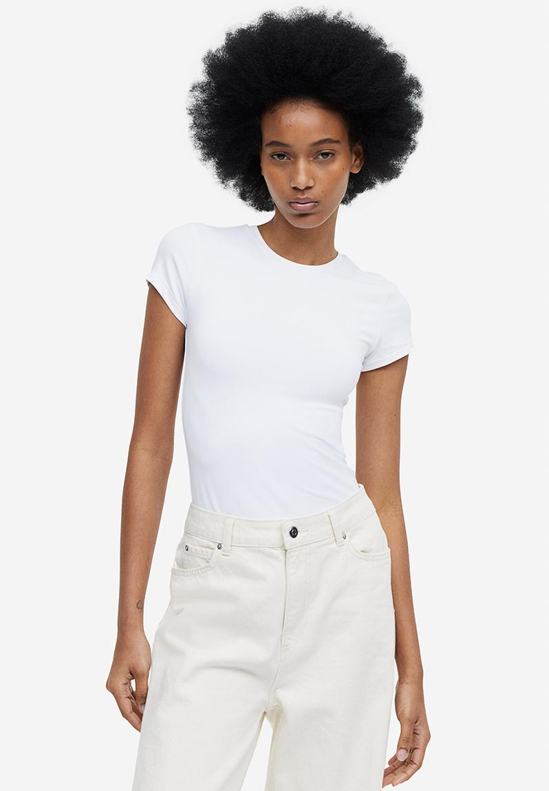 Fitted microfibre t-shirt - white - 1142908008