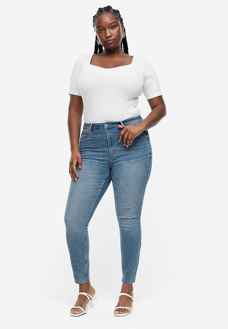 Curvy fit ultra high ankle jeggings - denim blue - 1185377002 H&M ...