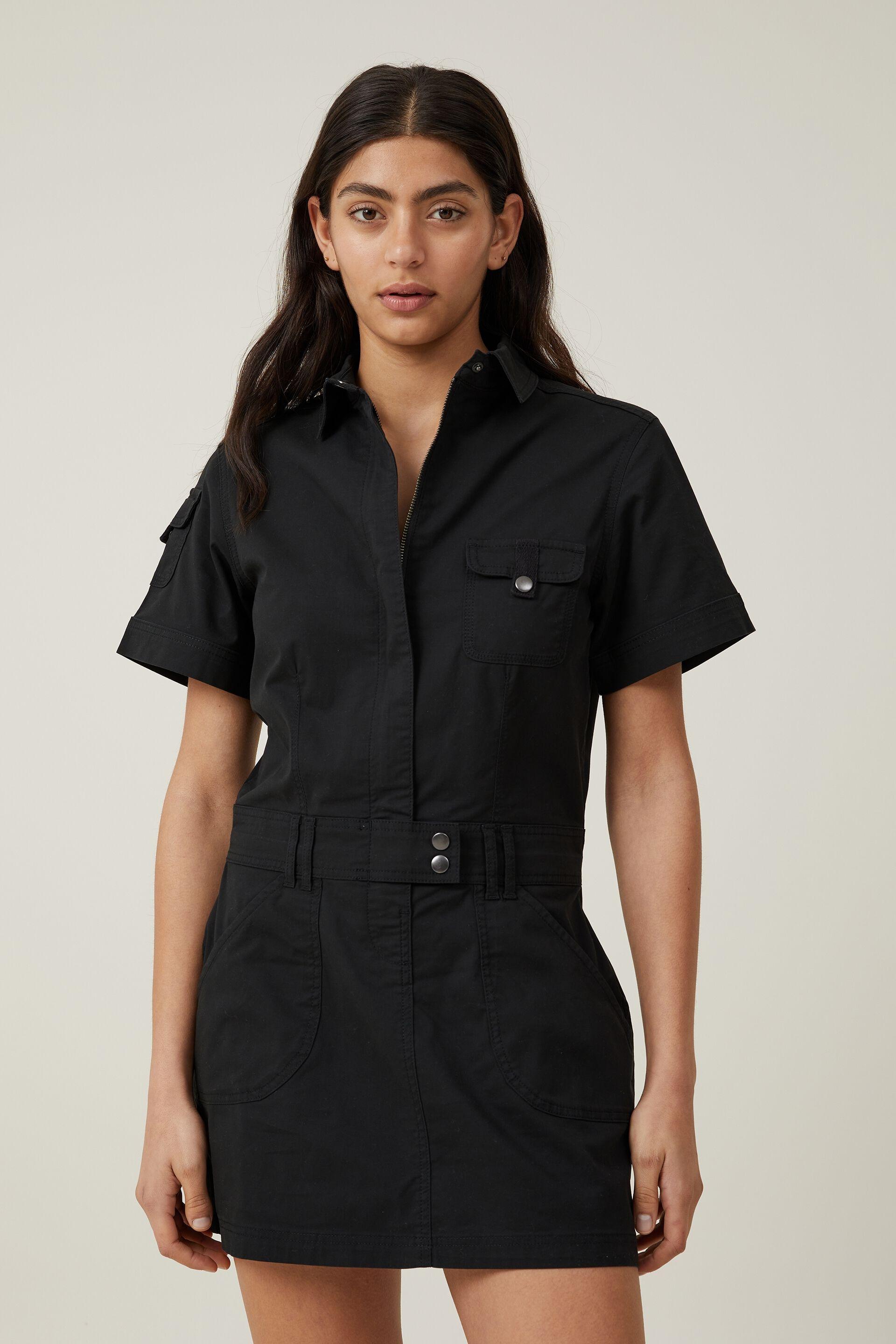 Hayden cargo mini dress - black