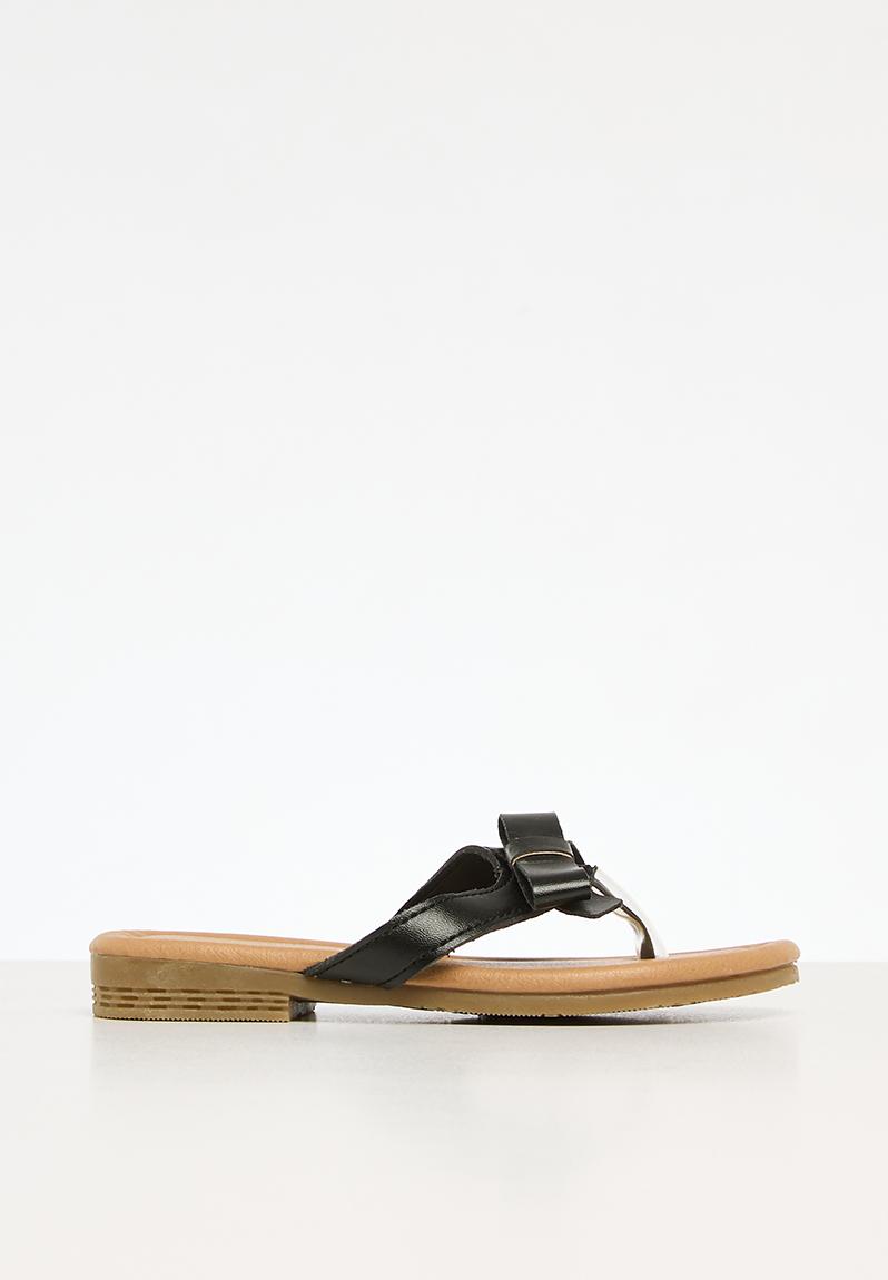 Girls Bowknot Sandals Black Pop Candy Shoes