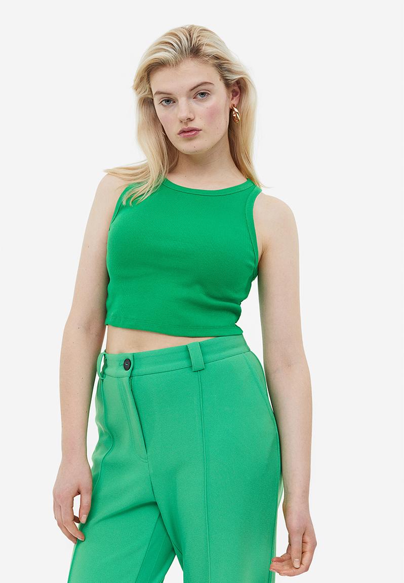 Cropped Vest Top Green 1049251013 Handm T Shirts Vests And Camis