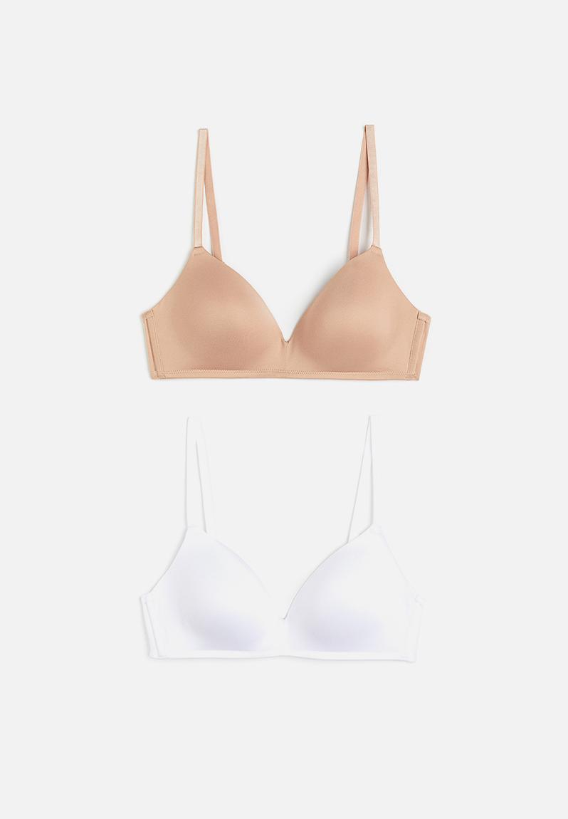 2-pack padded microfibre bras - beige/white - 0557994039 H&M Bras ...