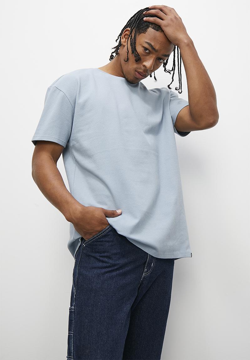 Waffle Crew Tee - dusty blue