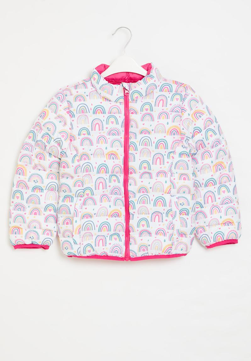Girls basic rainbow puffa jacket - white MINOTI Jackets & Knitwear ...