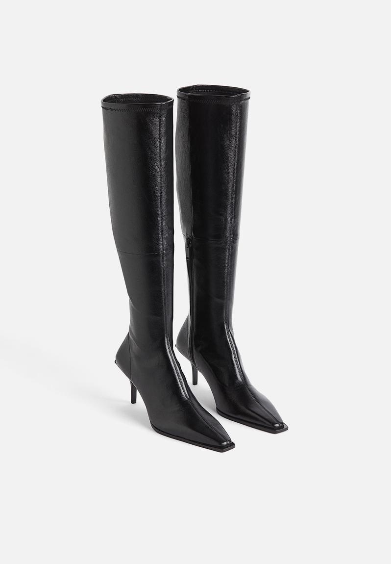 H&M Studio: Leather sock boots - midnight black - 1170167001