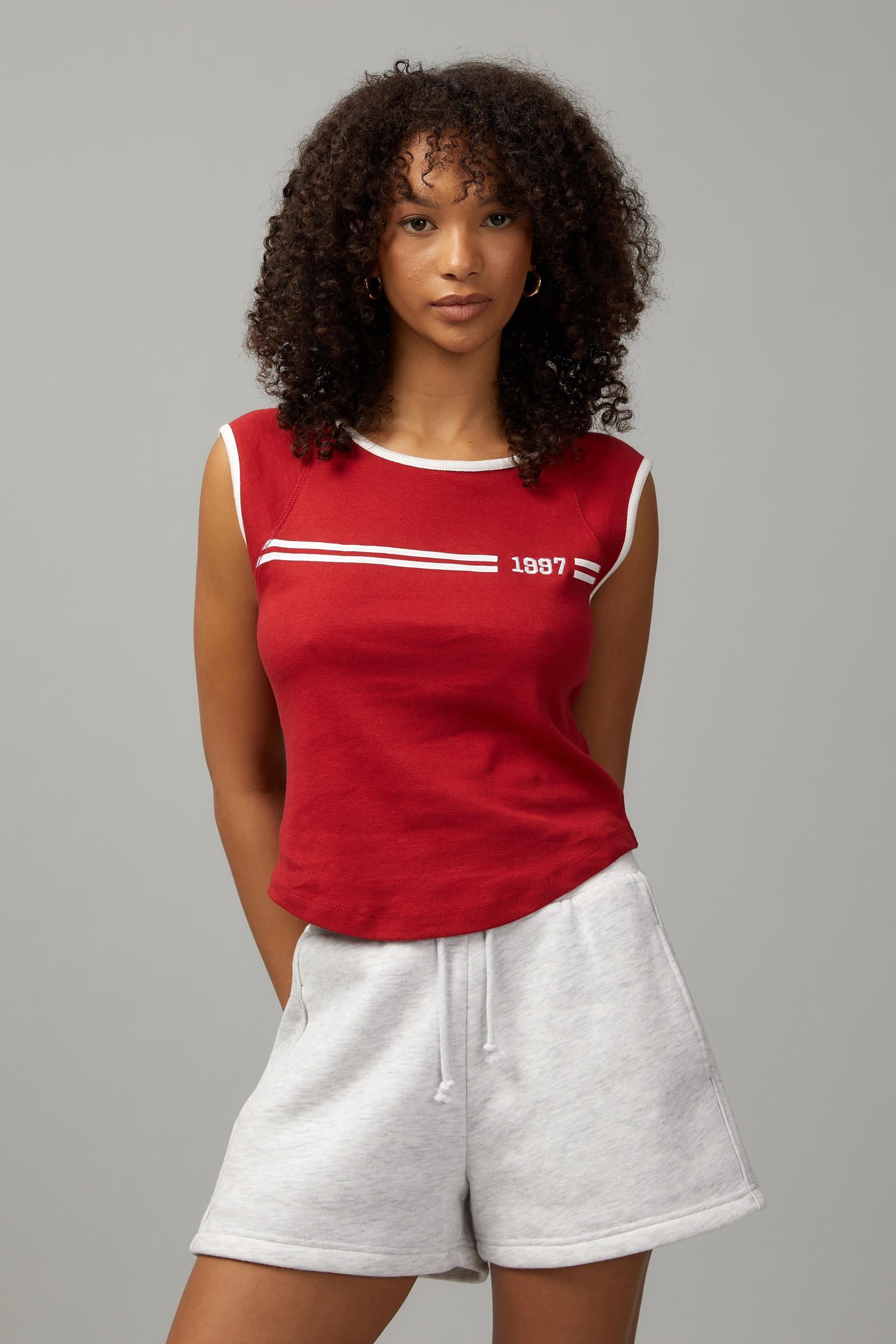 Raglan Curve Hem Tank - Red/1997 Factorie T-Shirts, Vests & Camis ...