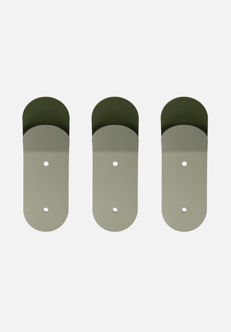 Wall hook stack 3 pack - forest green