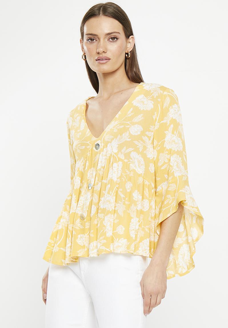 Bell sleeve printed blouse - mustard Stella Morgan Blouses ...