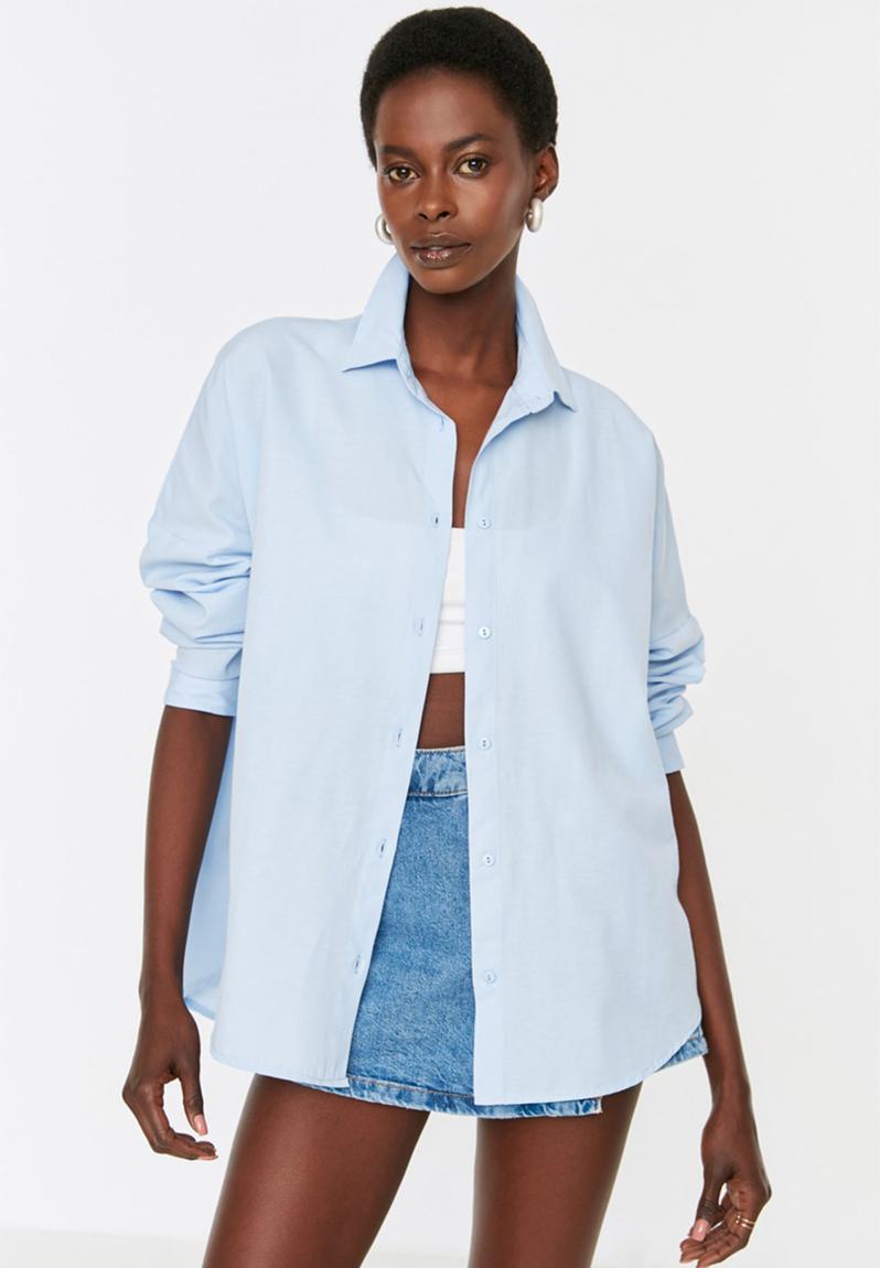 Oversize plain shirt - blue Trendyol Shirts | Superbalist.com