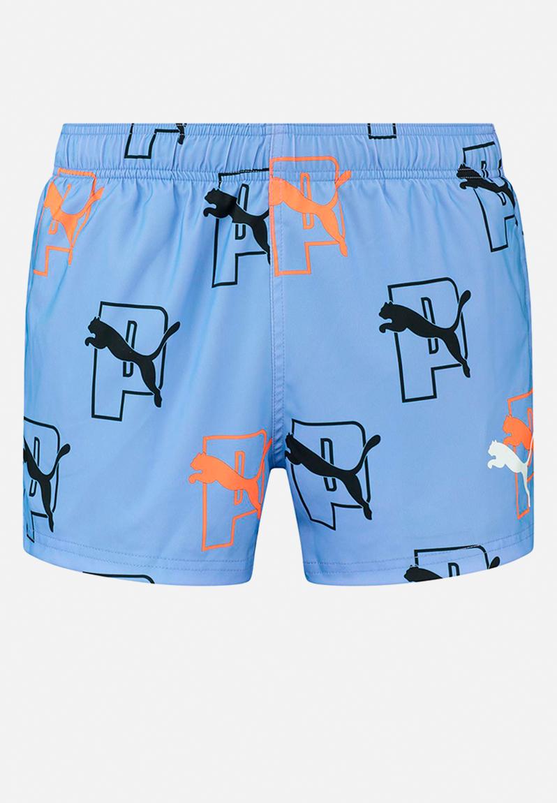 Puma swim men print cat logo short shorts - blue