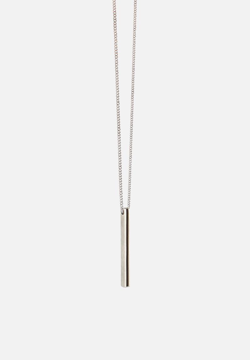 Engraved Long Bar Necklace - Silver Dan Fuller Jewellery Men's ...