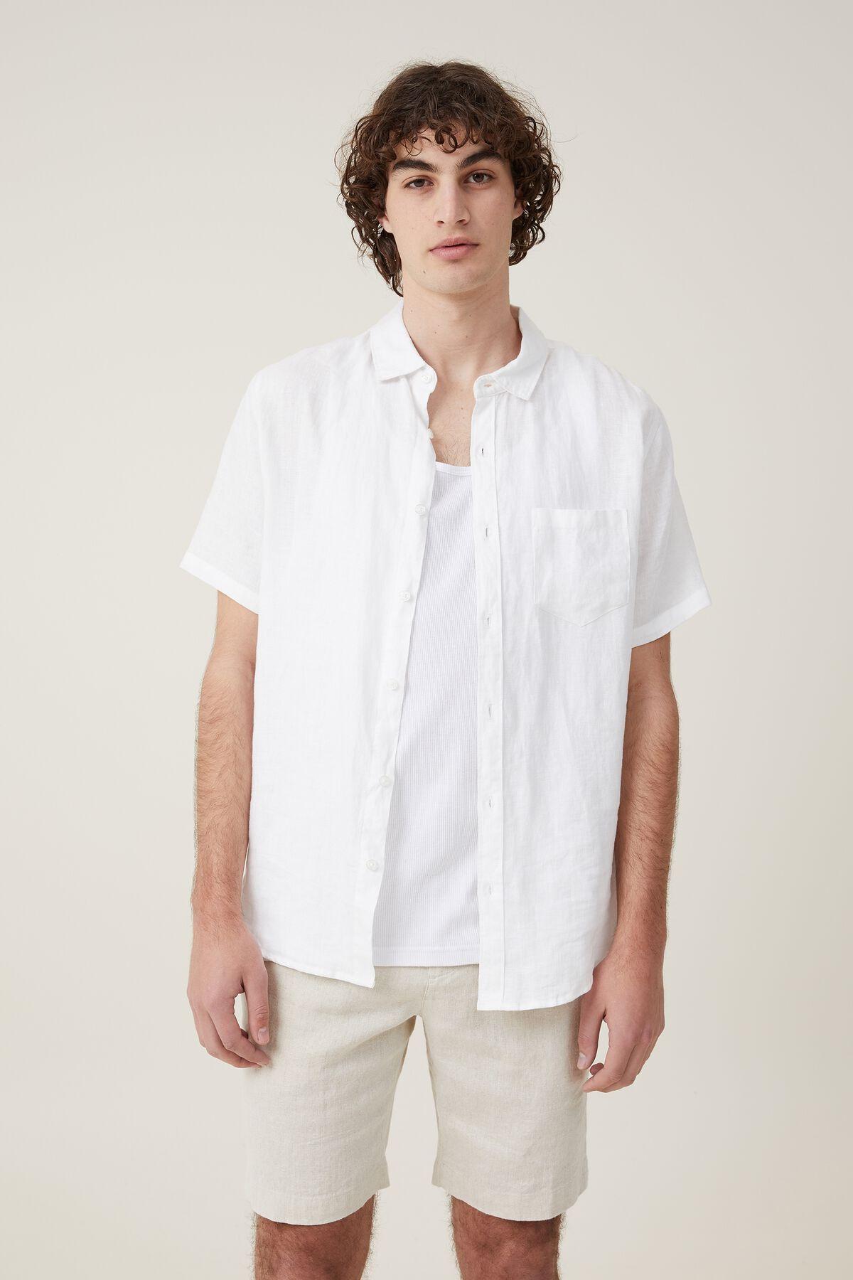 Linen pleat short - oatmeal