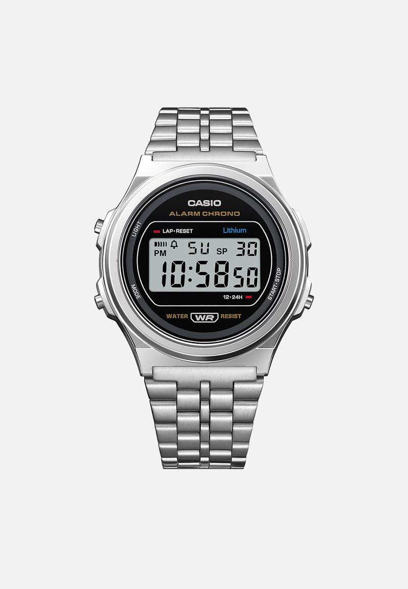 Retro - black silver round