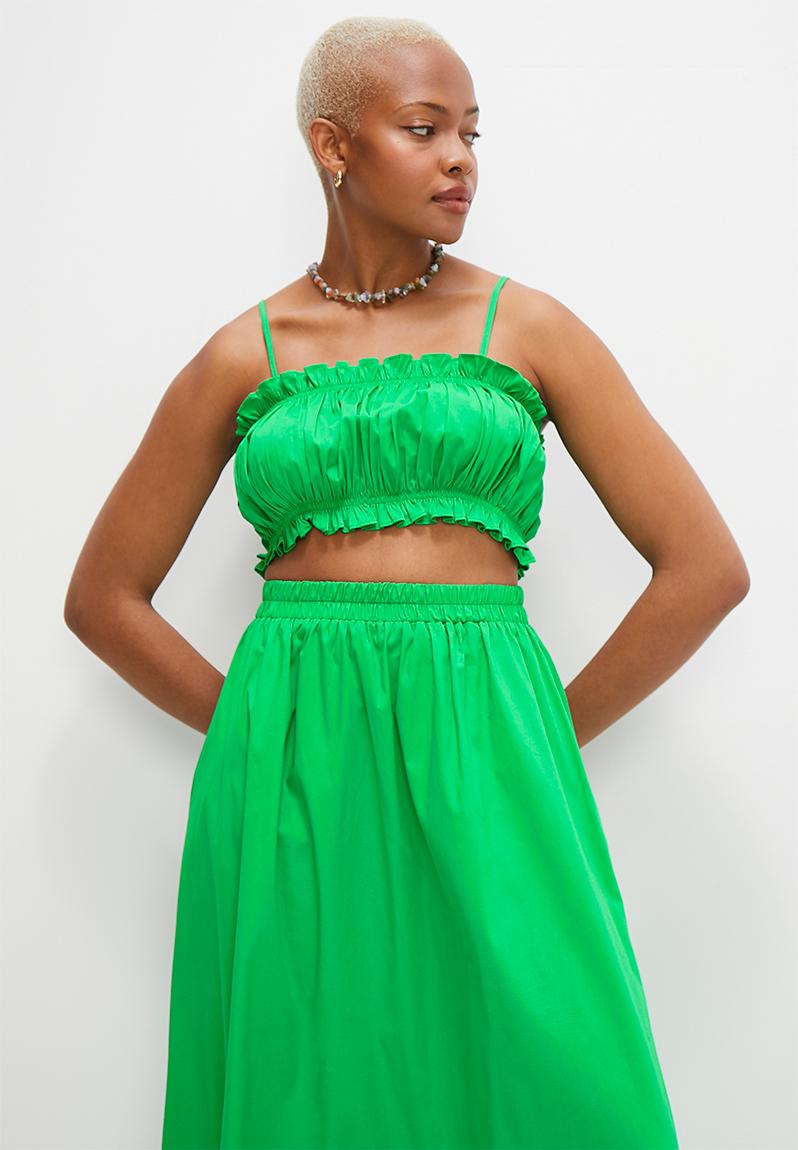 Cropped ruched shell - green MILLA Blouses | Superbalist.com