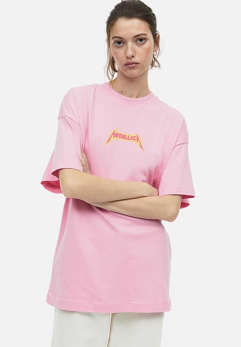 Long printed t-shirt - light pink/metallica - 1002471040