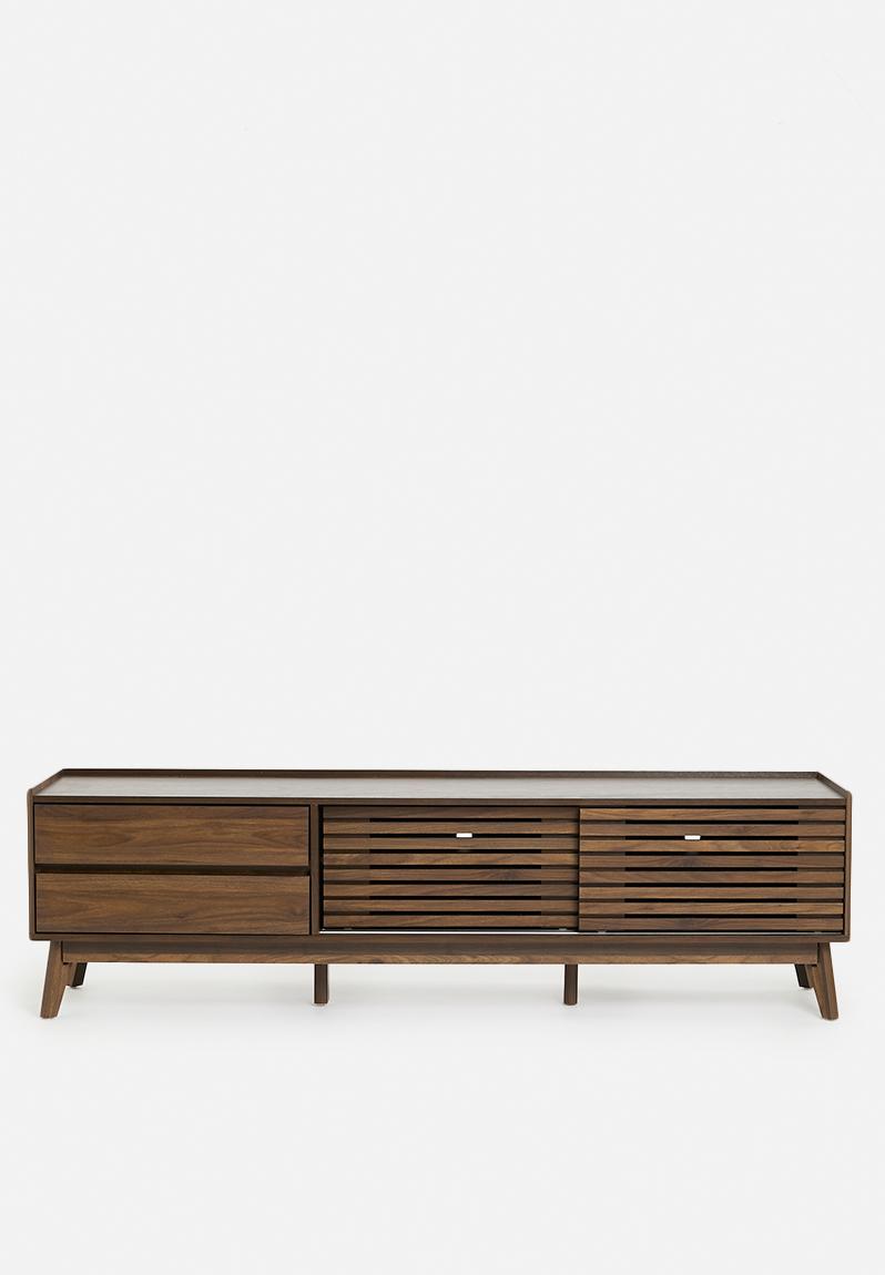 Slatted tv unit - natural