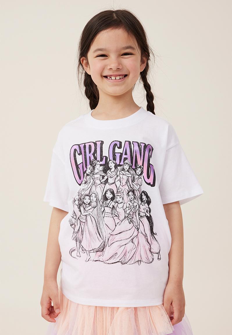License drop shoulder short sleeve tee - lcn dis girl gang/white