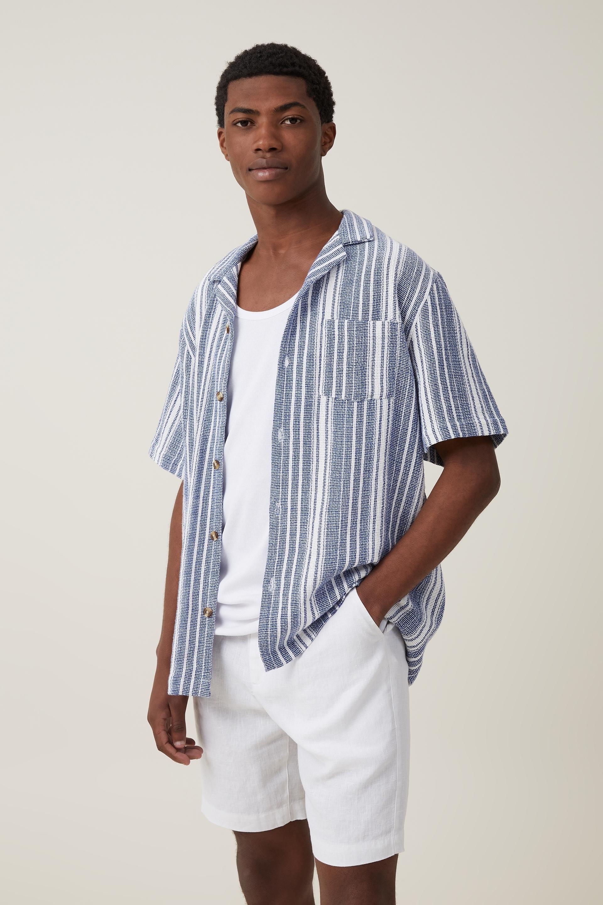 Linen pleat short - white