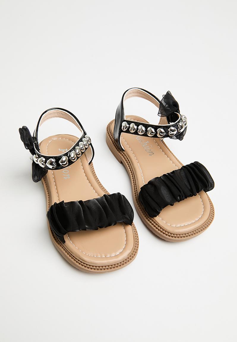 Girls Lace Sandals Black Pop Candy Shoes