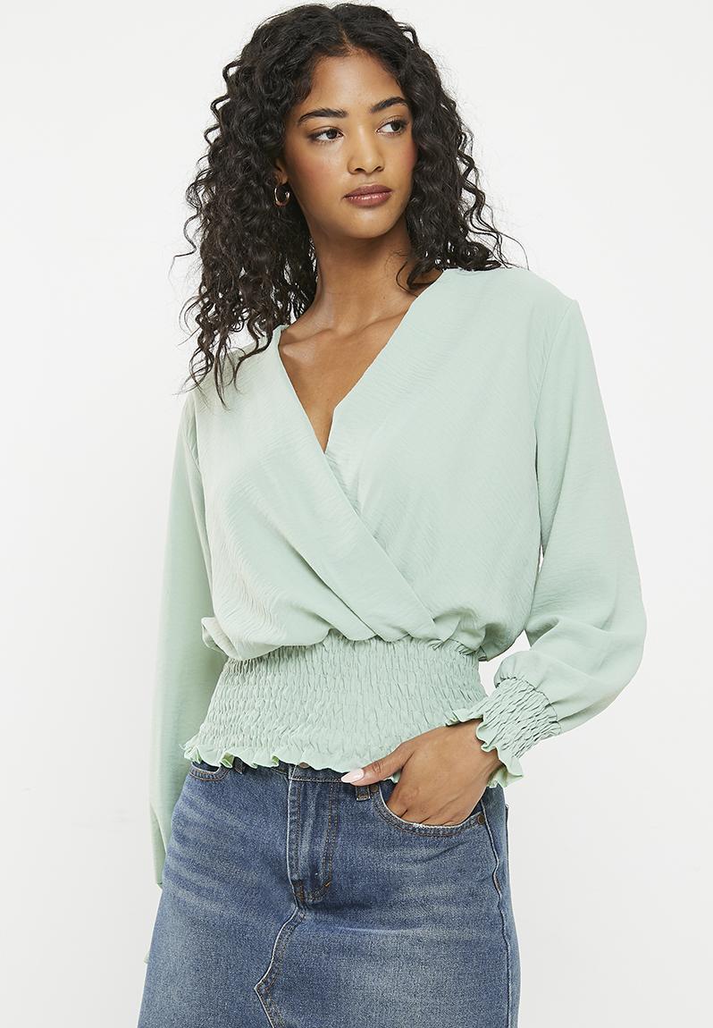 V-neck cross blouse - jade HAILYS Blouses | Superbalist.com