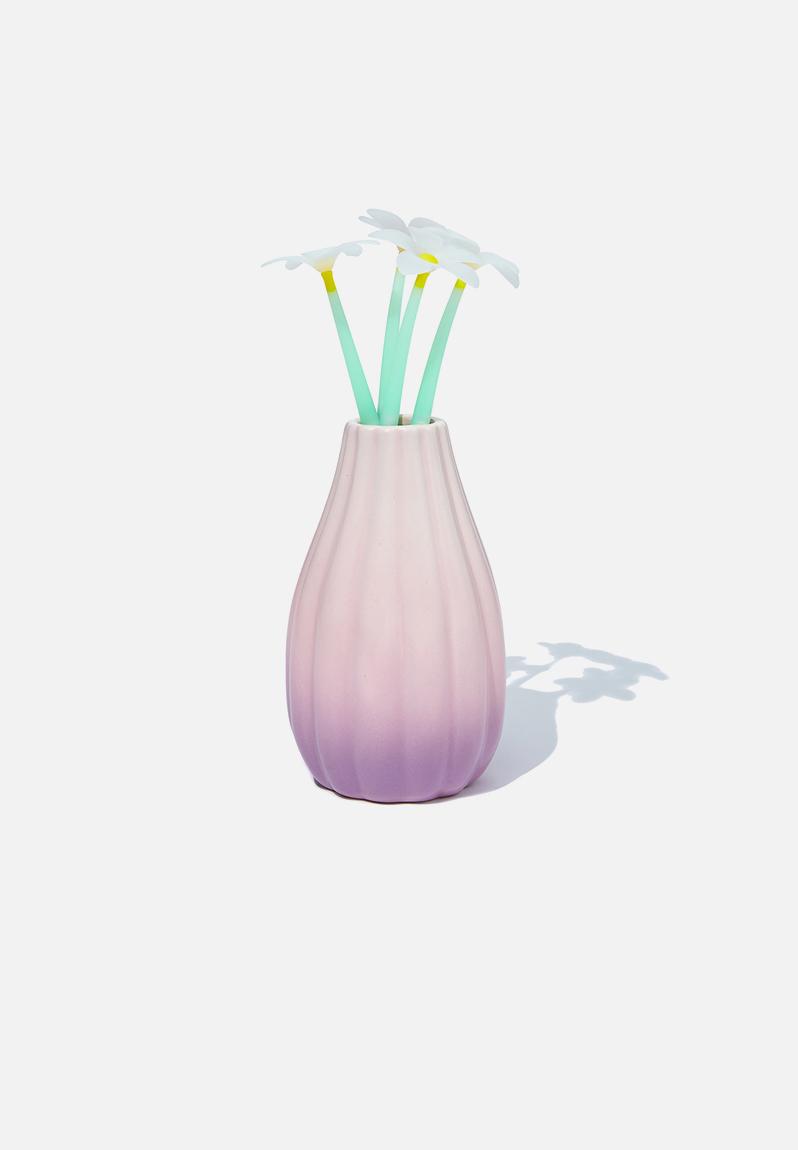 Flower vase pen set - soft pop pink