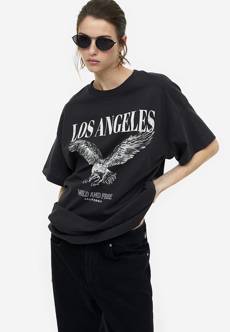 Oversized printed t-shirt - dark grey/los angeles - 1169913001 H&M T ...