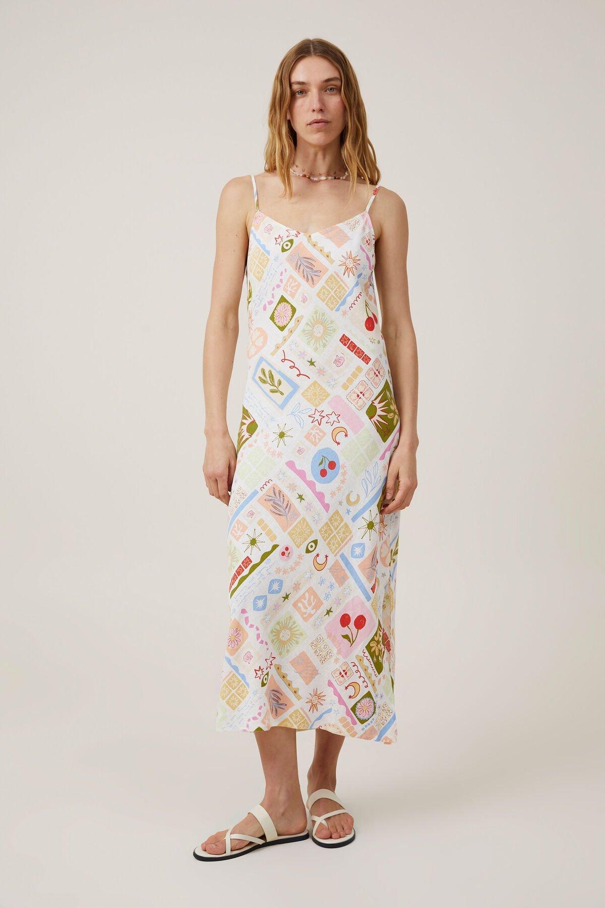 Haven Slip Midi Dress - Summer Solstice White