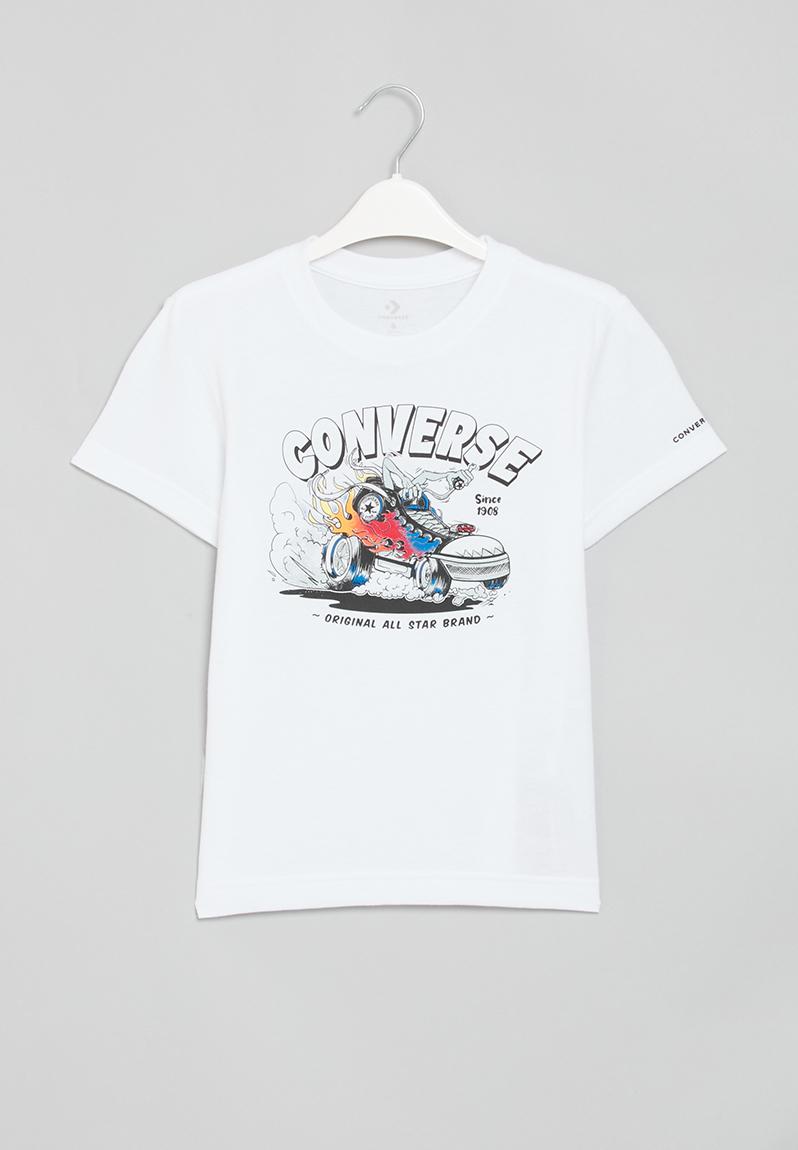 Converse flaming chuck mobile short sleeve tee - white