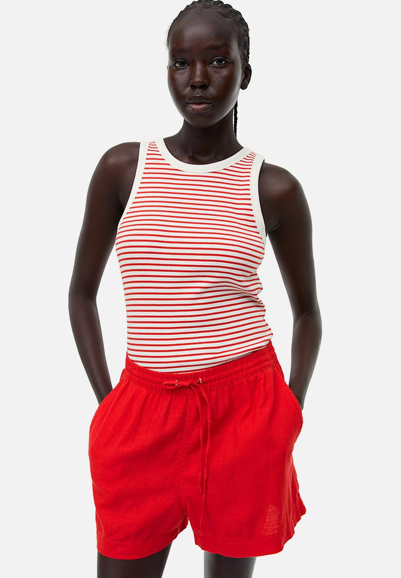 Ribbed Vest Top White Red Striped 1171004003 Handm T Shirts Vests