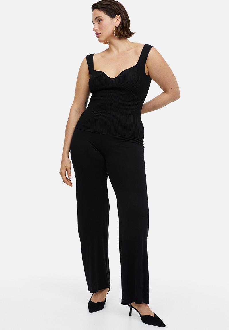 Cropped jersey trousers - black - 1171571001