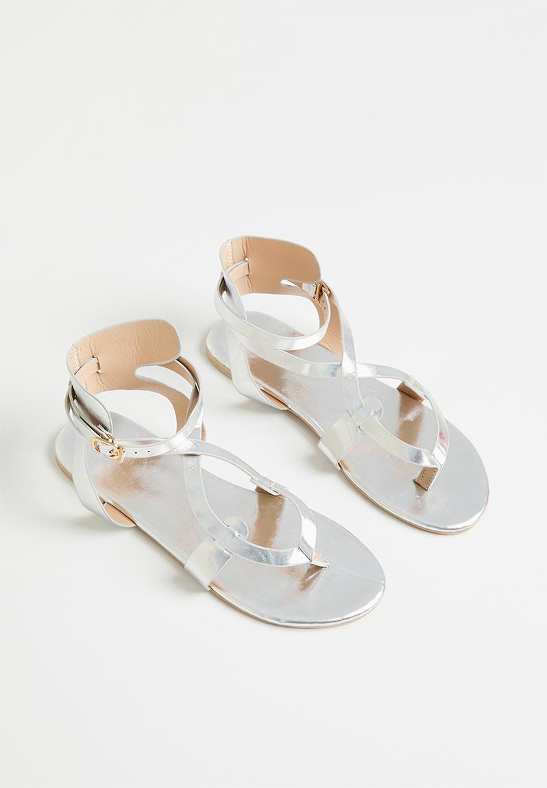 Girls Thong Sandals Silver Pop Candy Shoes