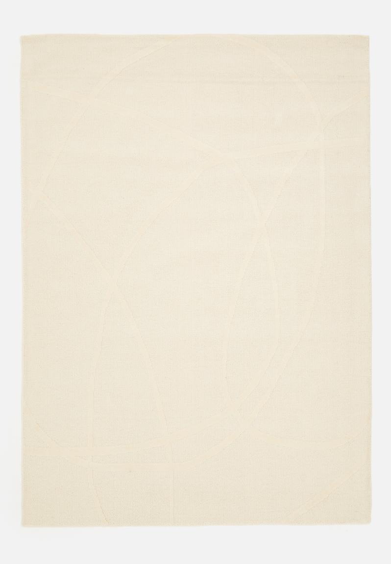 Camilla high/low cut pile wool rug - white