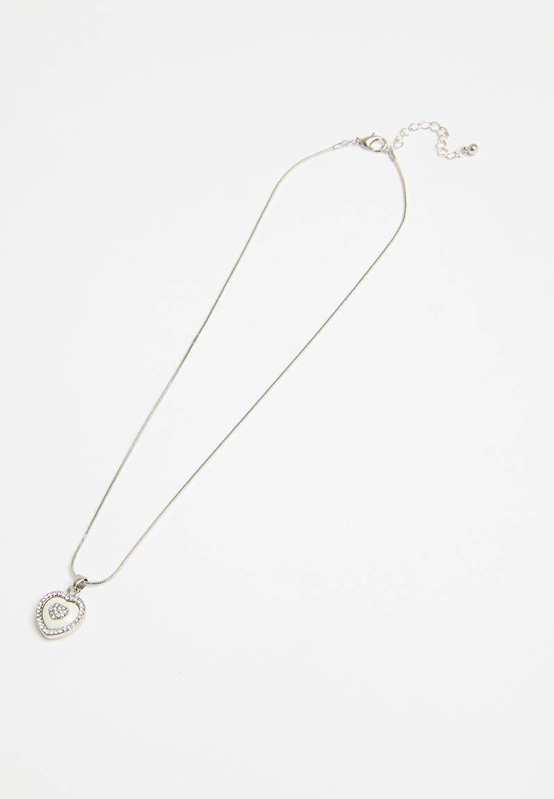 Sarah dainty heart necklace earring set - silver Tessa Design Jewellery ...