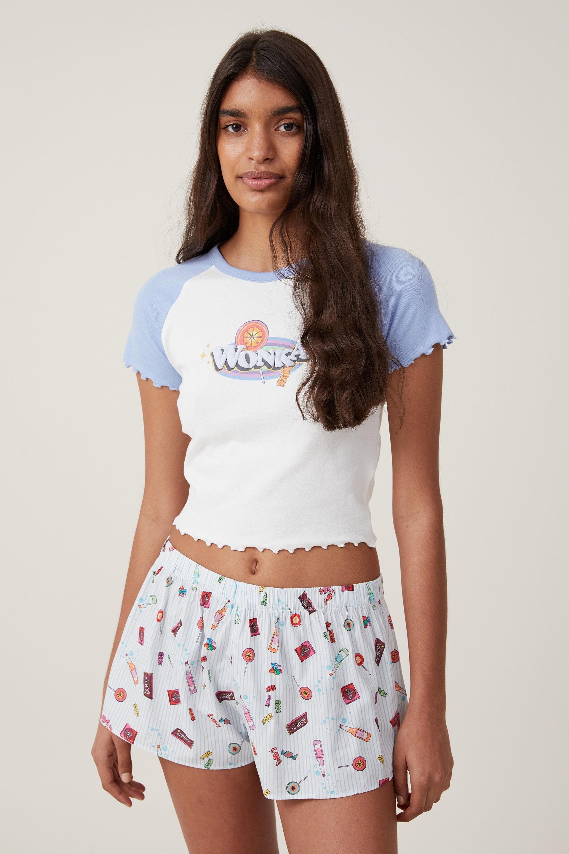 Woven Sleep Short - Lcn Wb/Willy Wonka Lollie Ydg Blue