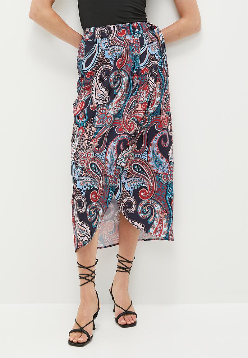 Linen sarong midi skirt - print tbc2