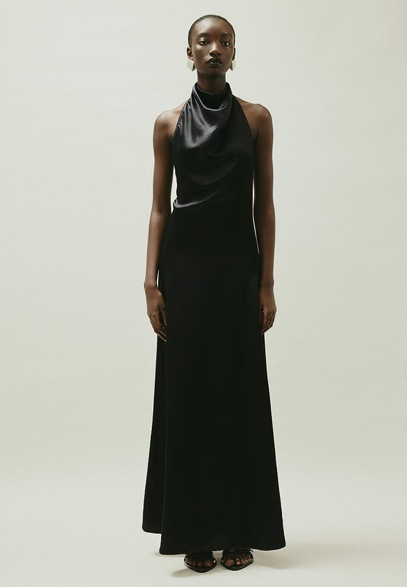 H&M Studio: Silk-blend halterneck dress - black - 1203252001 H&M Formal ...