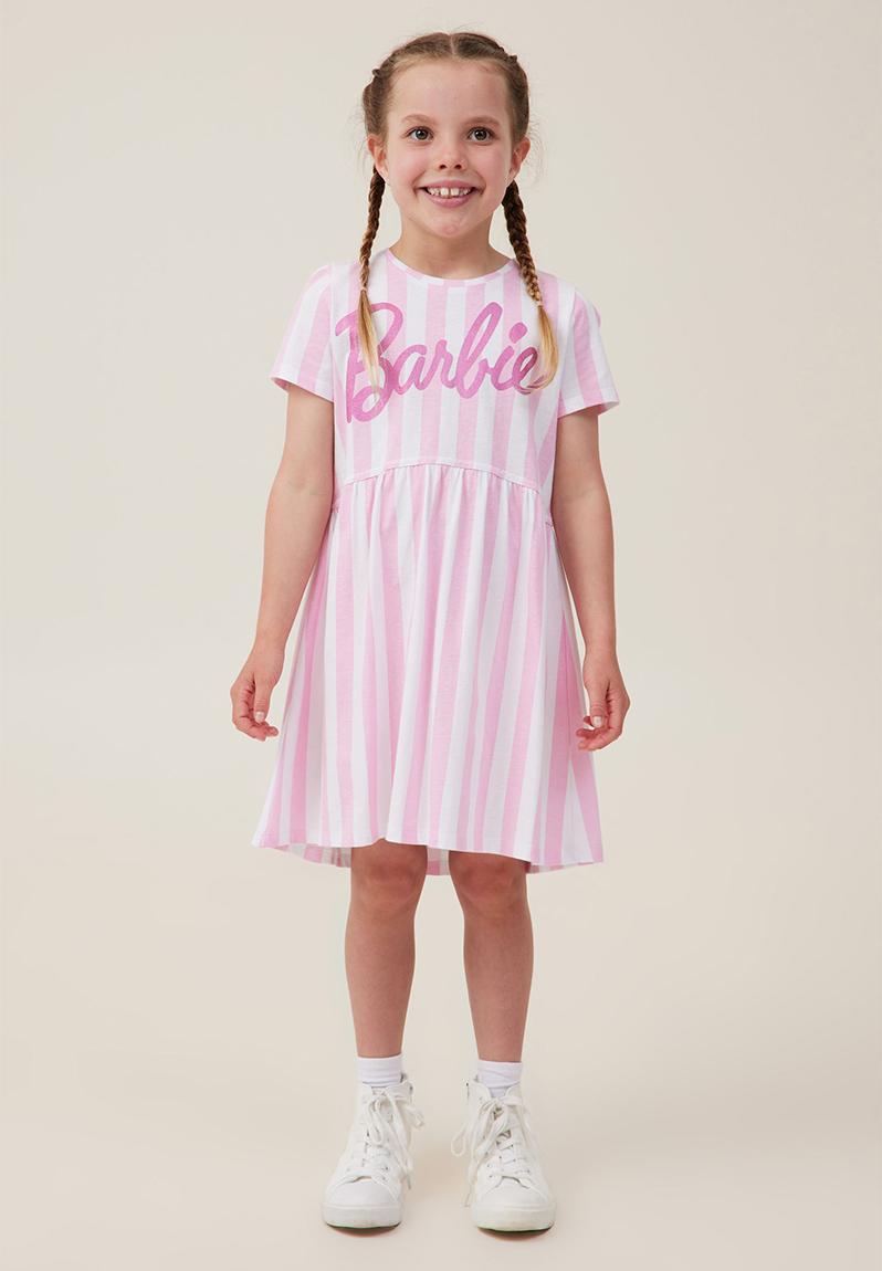 License freya short sleeve dress - lcn mat barbie stripe/cali pink
