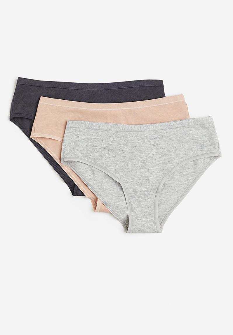 3 Pack Hipster Briefs Dark Grey Light Pink Grey Marl 0865261016 Handm