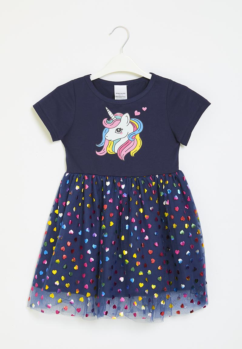 Girls mesh dress - navy blue