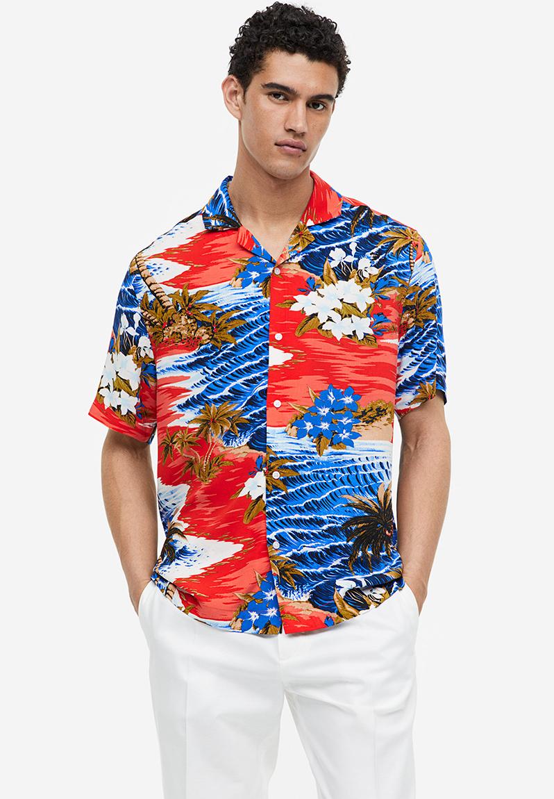 Patterned resort shirt - red/palm trees - 656677063