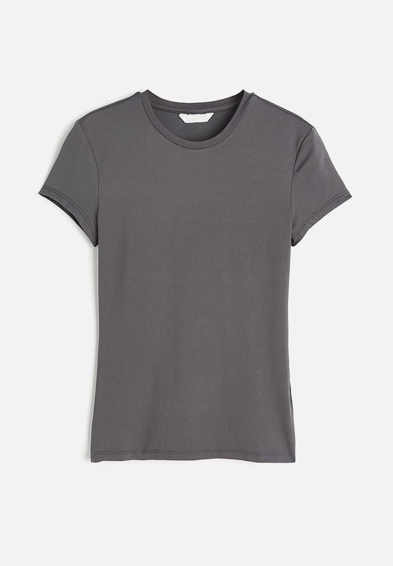 Fitted microfibre t-shirt - dark grey - 1142908017