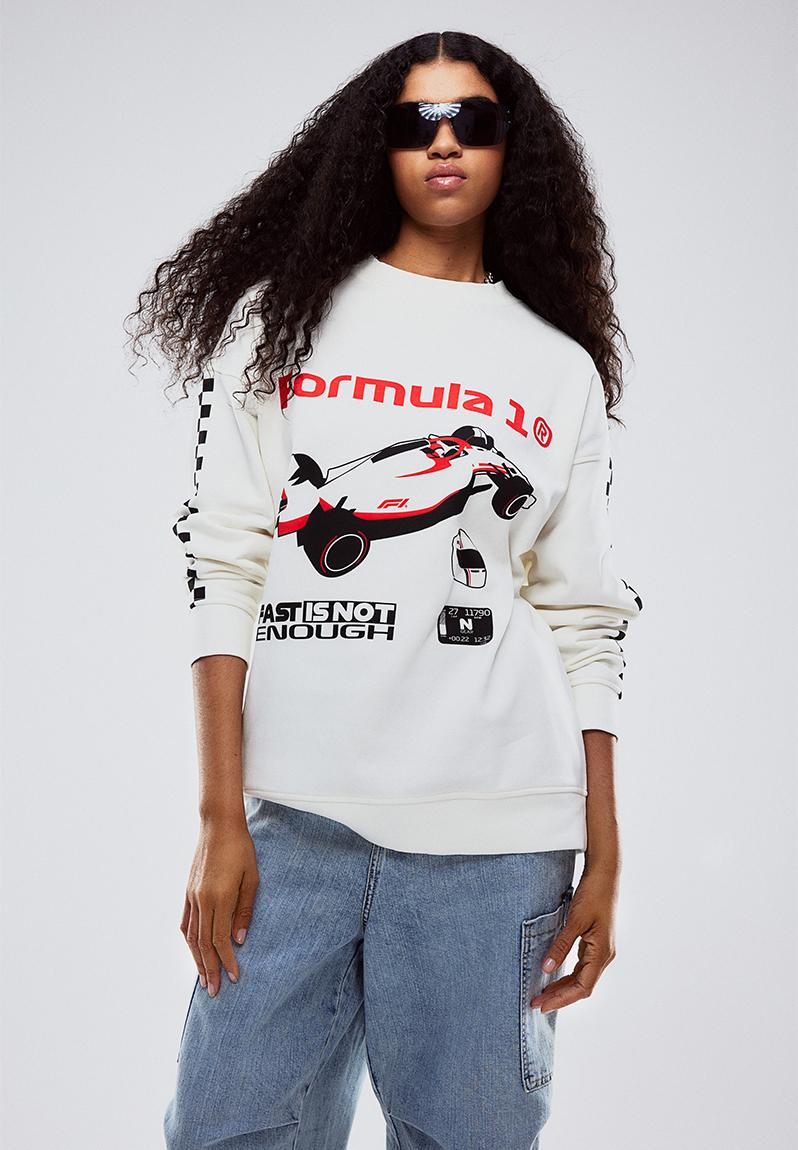 Oversized printed sweatshirt - white/formula 1 - 1163238001