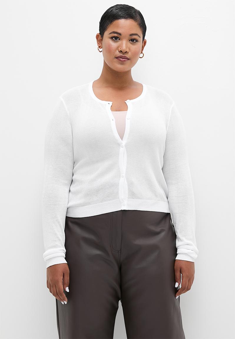Plus Sheer Knit Crew Cardigan - White Cotton On Tops | Superbalist.com