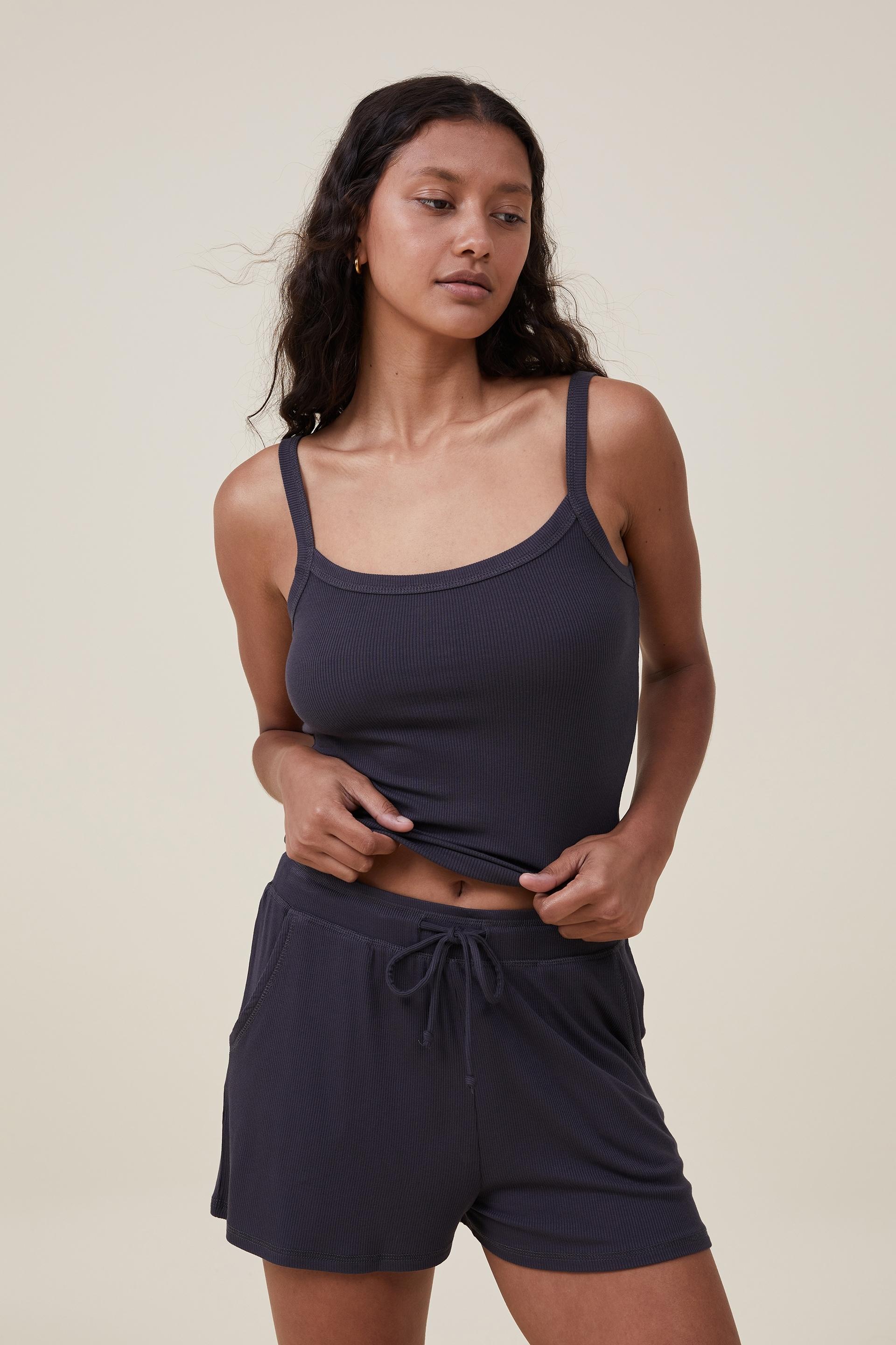 sleep recovery scoop neck singlet - black