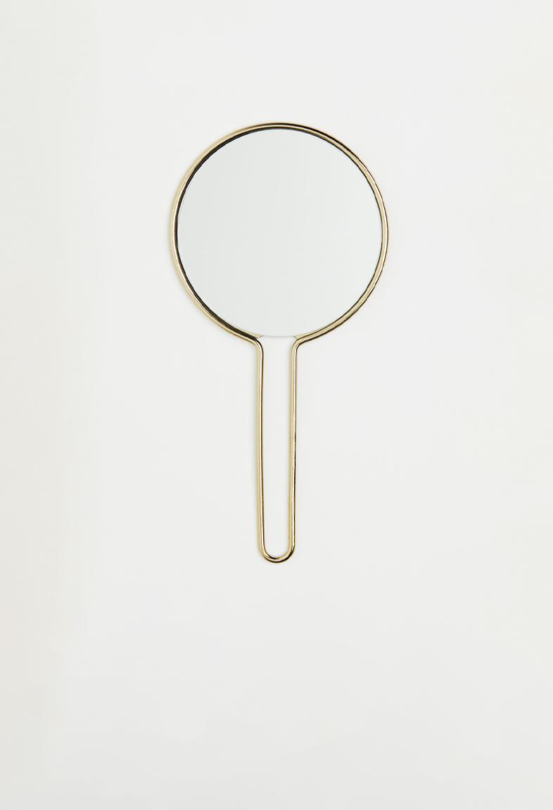 Metal wire hand mirror - gold - 1082182001